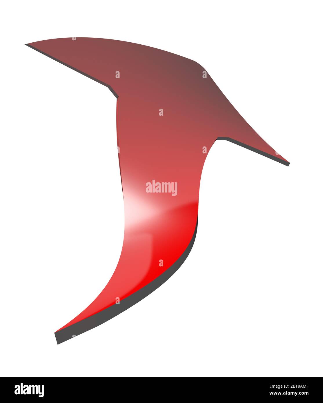 Red twisting arrow isolated on white background - 3D rendering ...