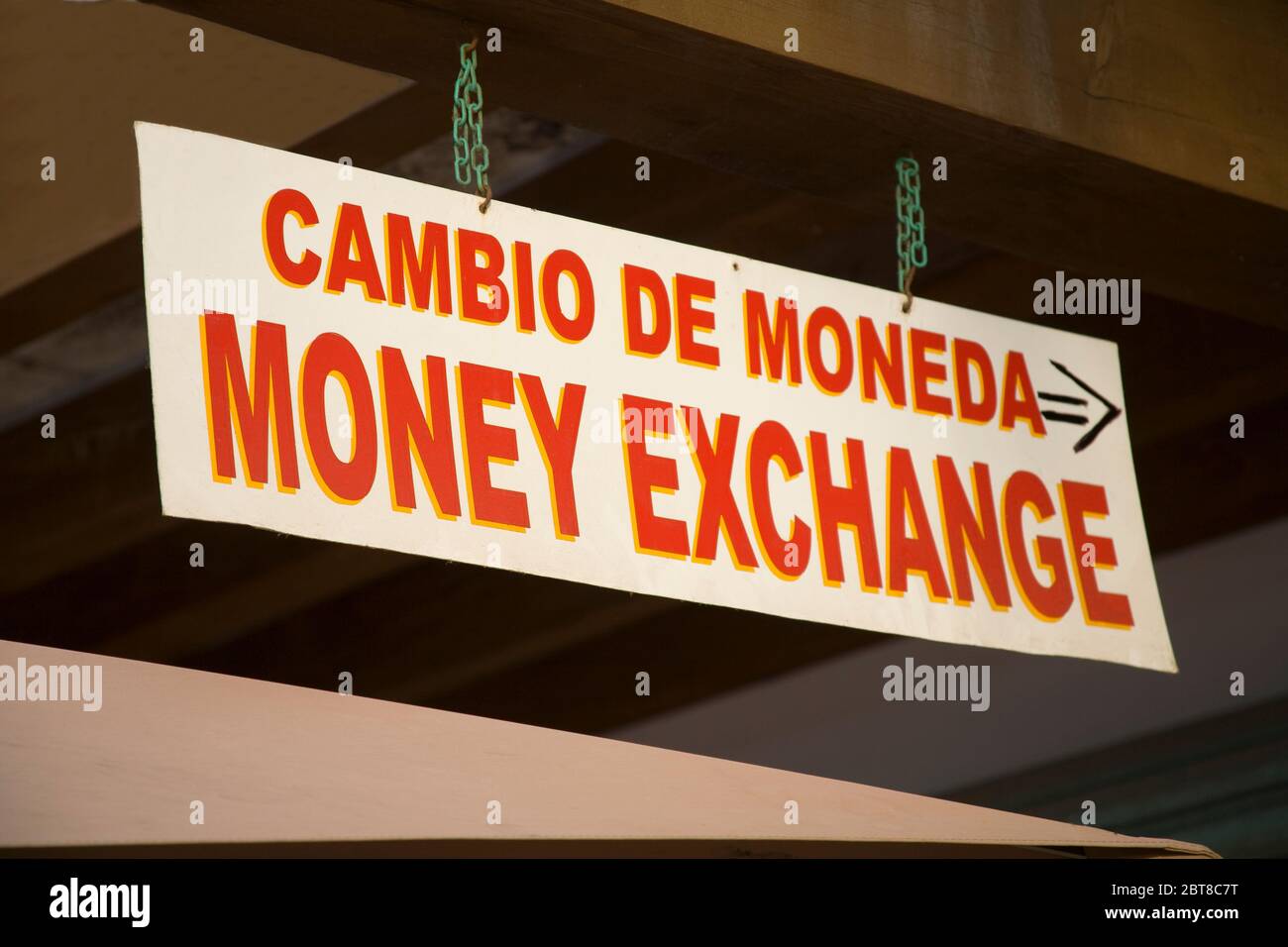 Money Exchange Sign, Puerto Vallarta, Jalisco State, Mexico Stock Photo ...