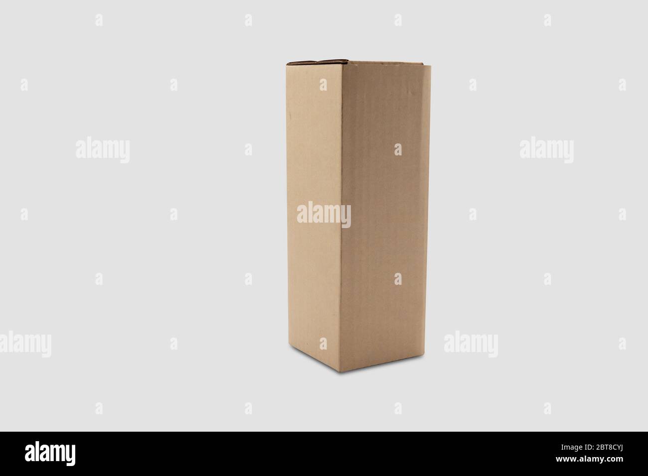 Mockup closed brown paper box isolated on white background, package and ...