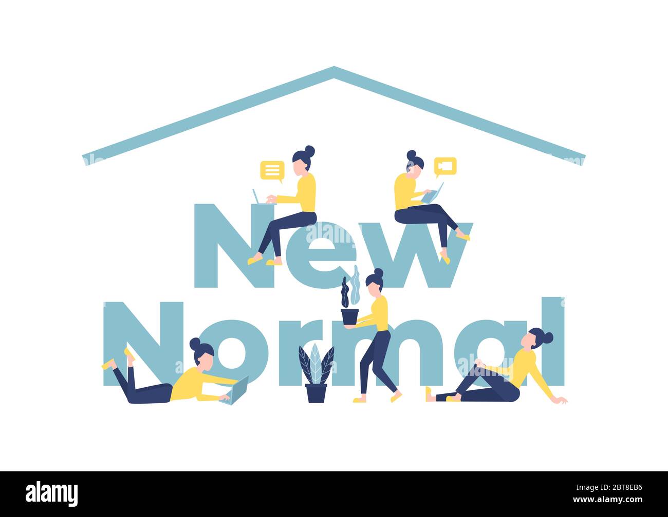 New normal lifestyle concept. Work from home Stock Vector Image & Art ...