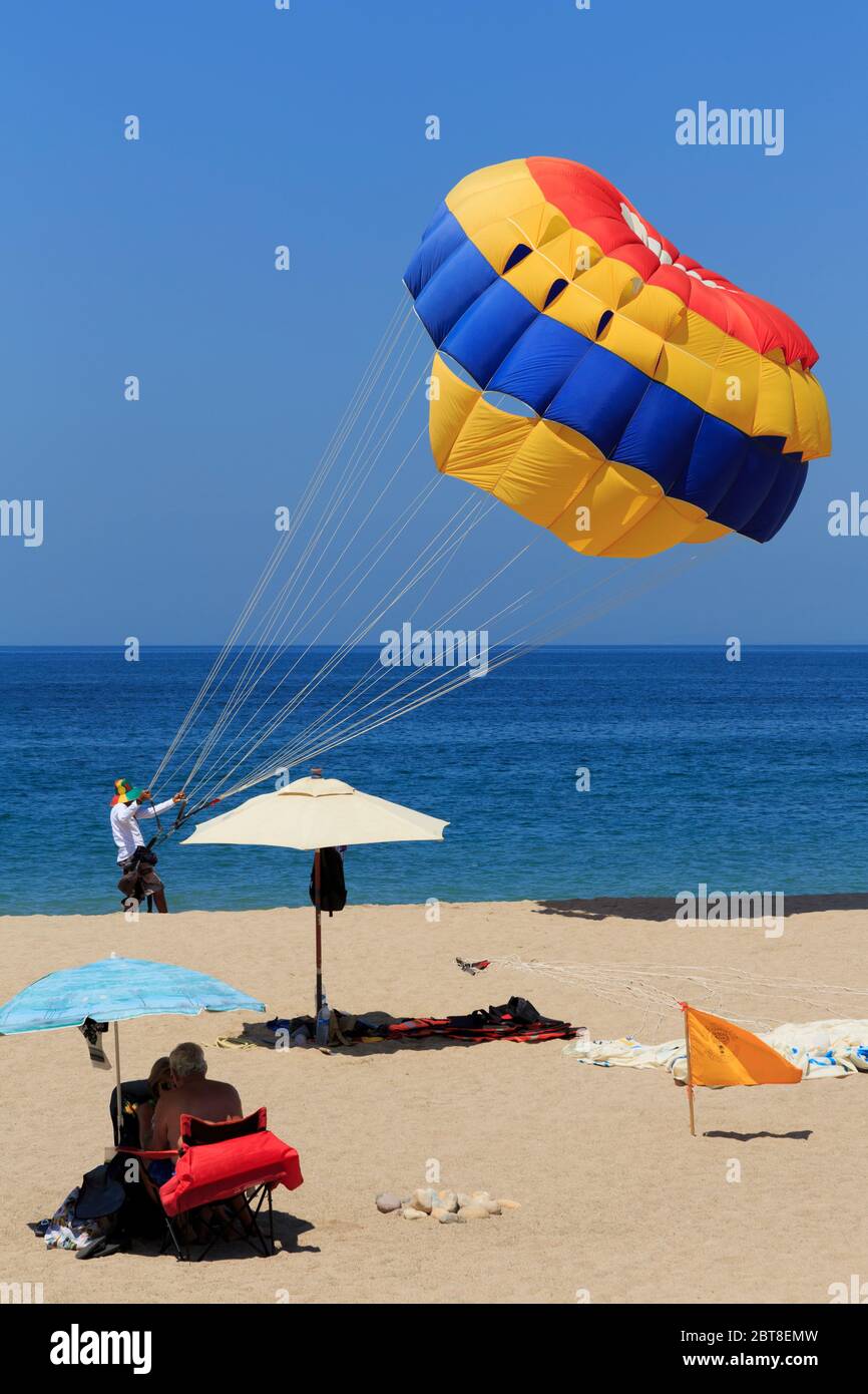 Paragliding, Los Muertos Beach, Romantic Zone, Puerto Vallarta, Jalisco ...