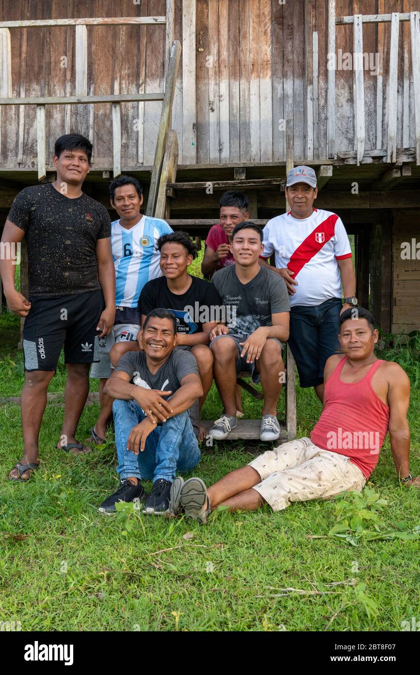 Soccer players from Ayacucho Village in the Peruvian Amazon Stock Photo ...