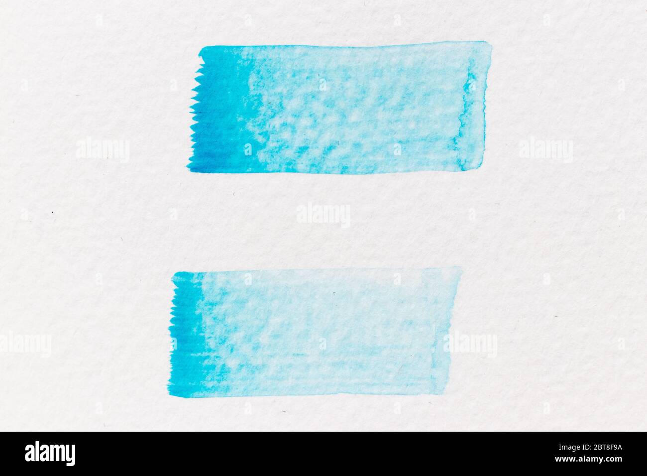 Blue color watercolor handdrawing as line brush on white paper ...