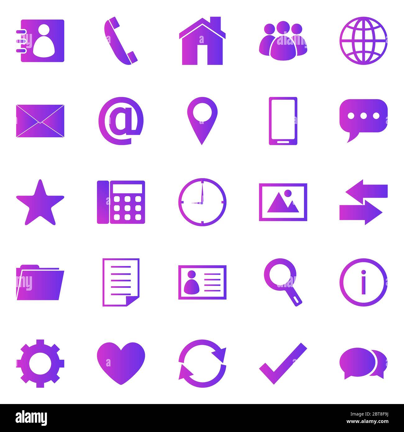 Contact gradient icons on white background, stock vector Stock Vector ...