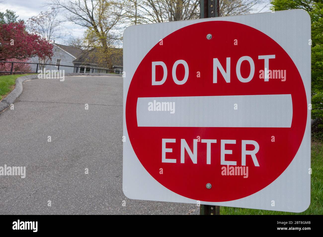Do not enter traffic street sign in a suburban area Stock Photo - Alamy
