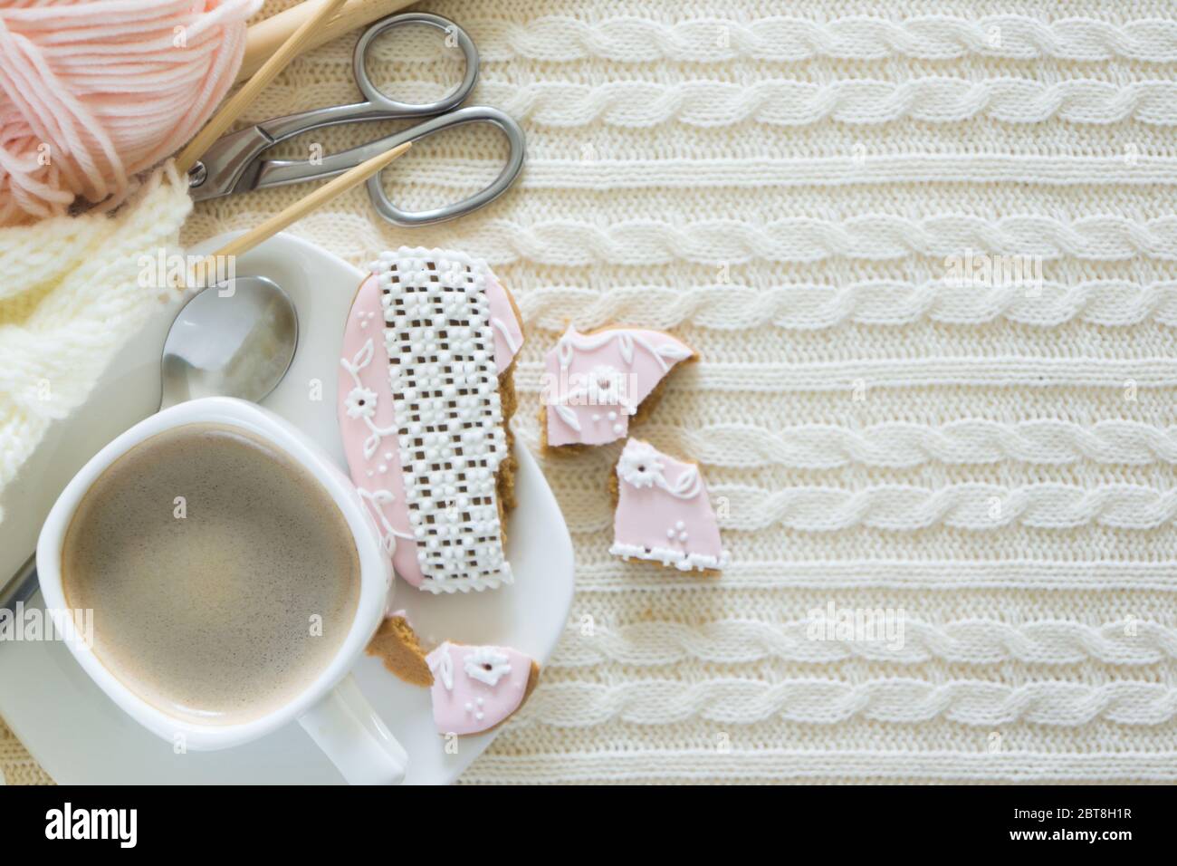 Yarn in a basket of beige and neutral, natural tones, knitting and ...