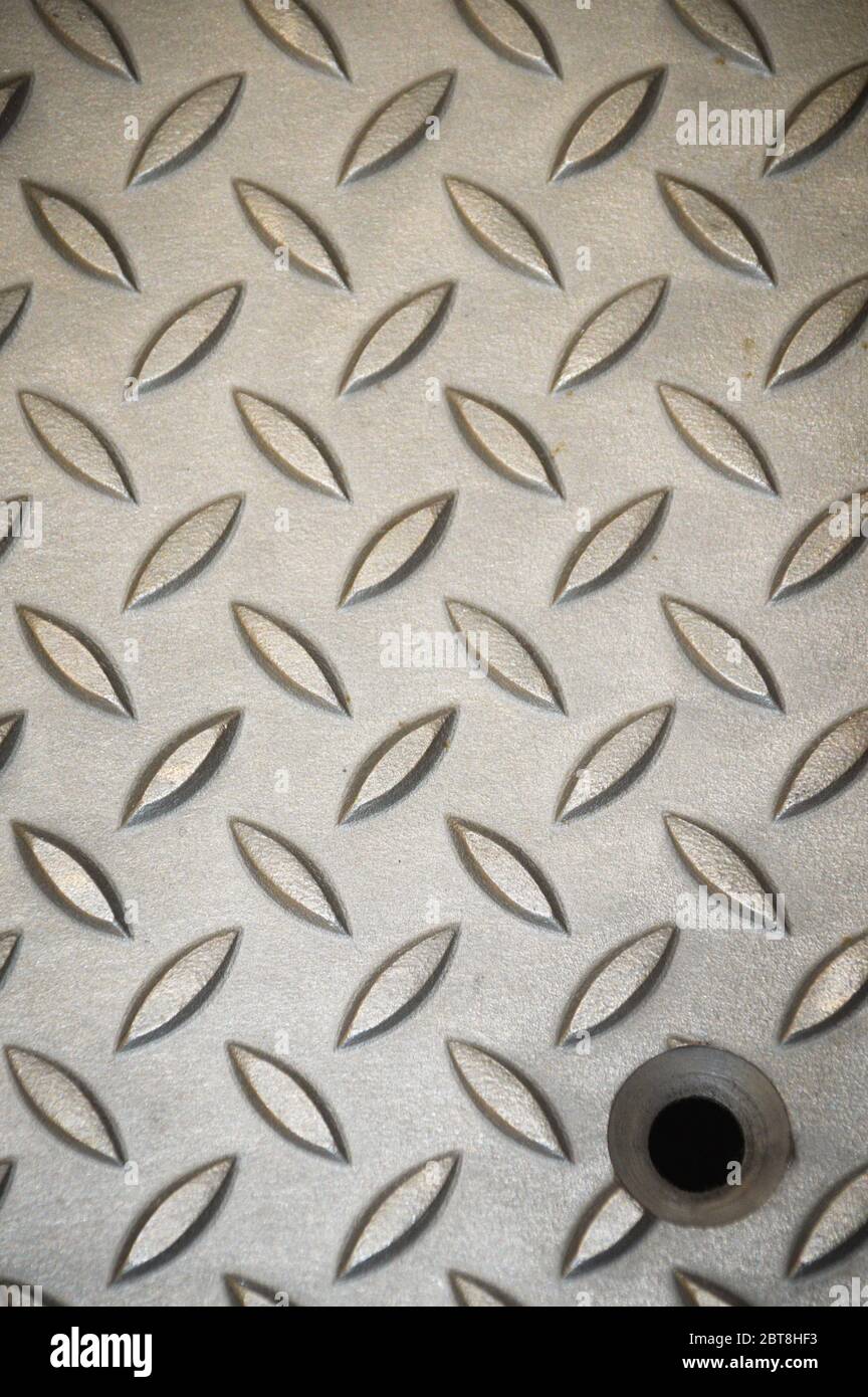 Metal texture of stainless steel floor plate with bumped diamond ...