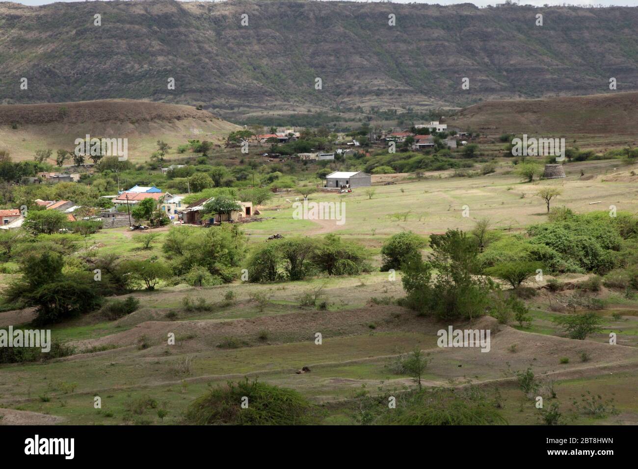 Beautiful Landscape, Village Surrounded by Greenery Mountain, Indian ...