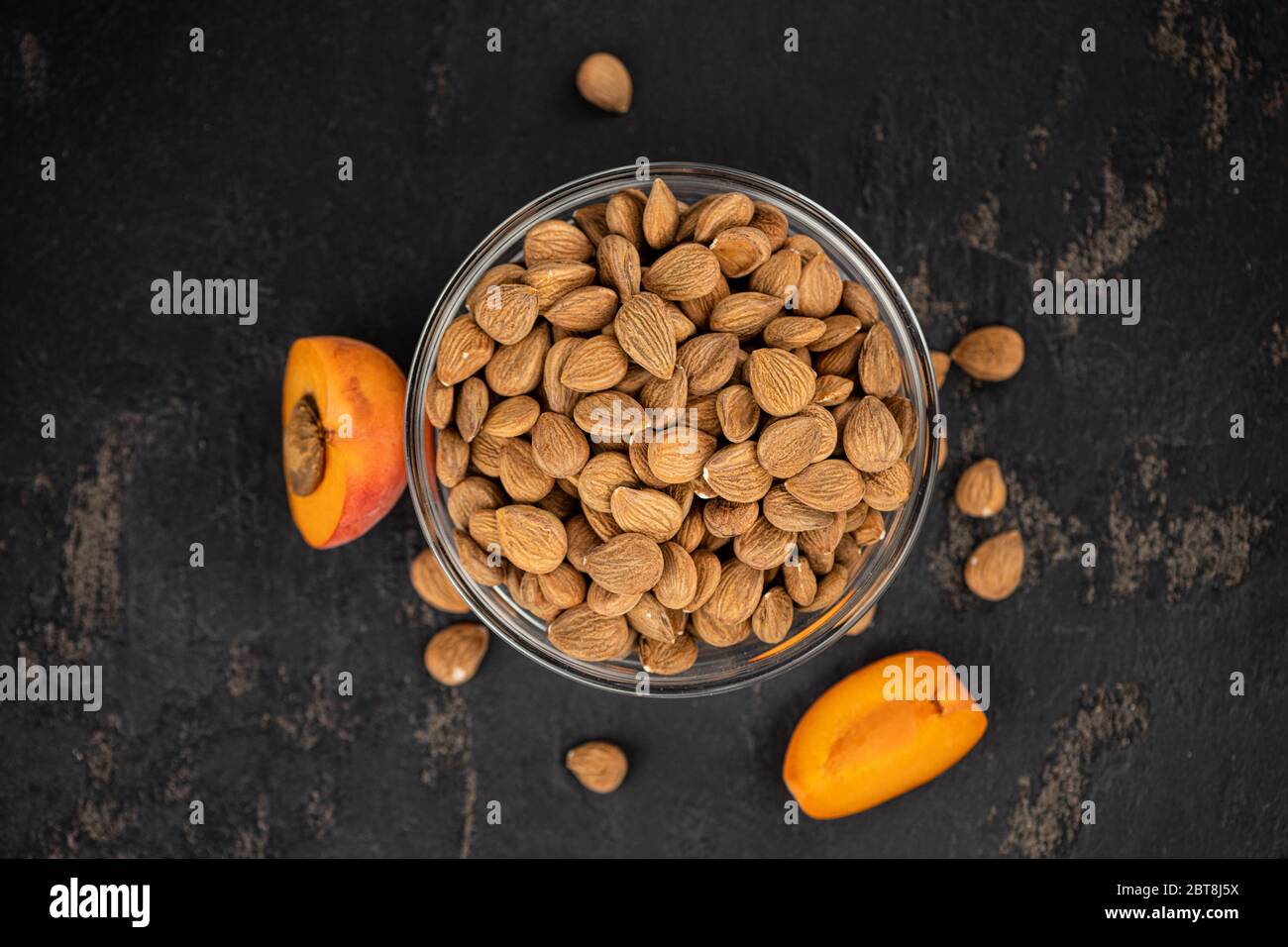 Some shelled Apricot Kernels as detailed close up shot (selective focus ...