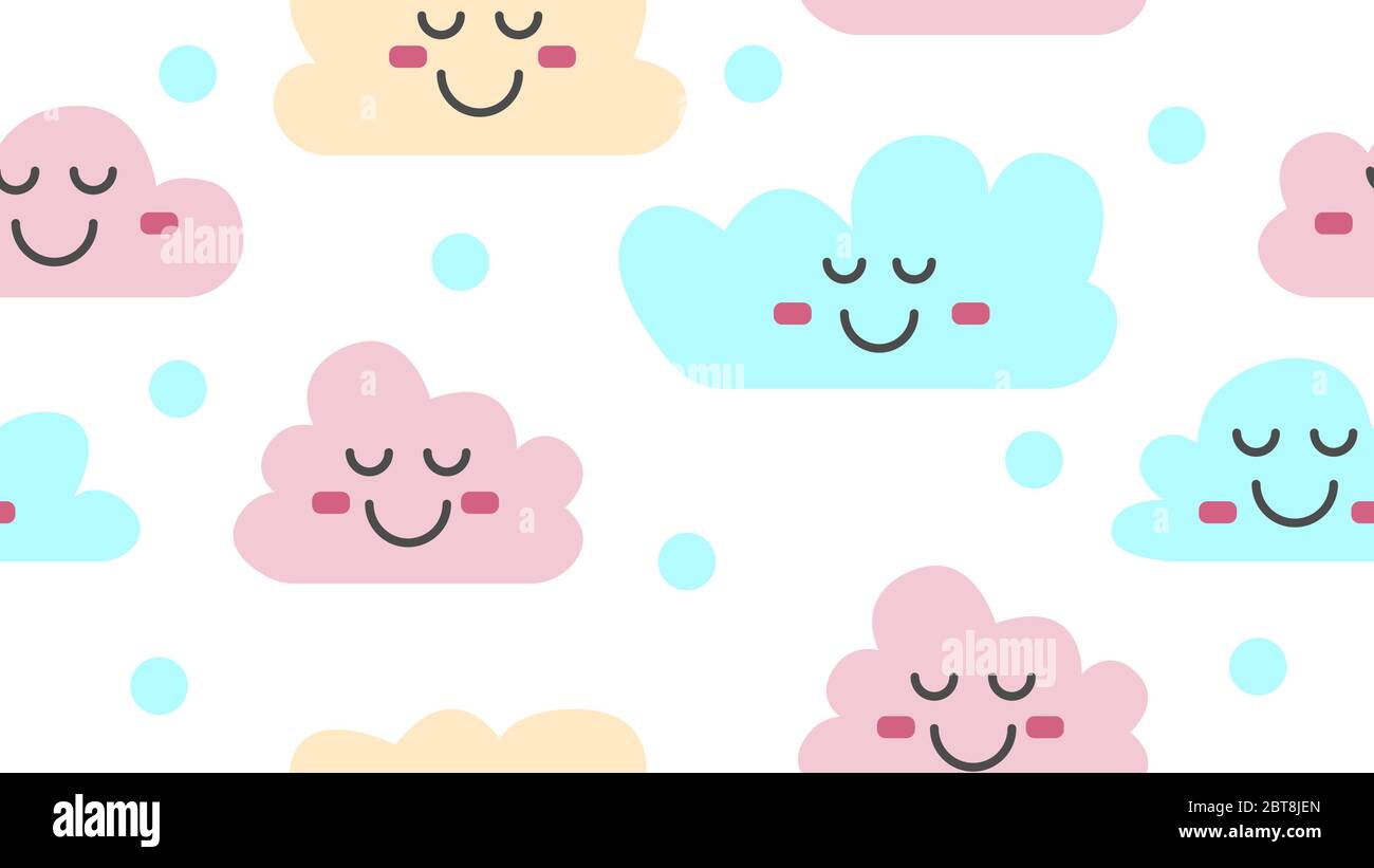 Clouds in sky. Baby seamless clouds pattern. Vector illustration Stock ...