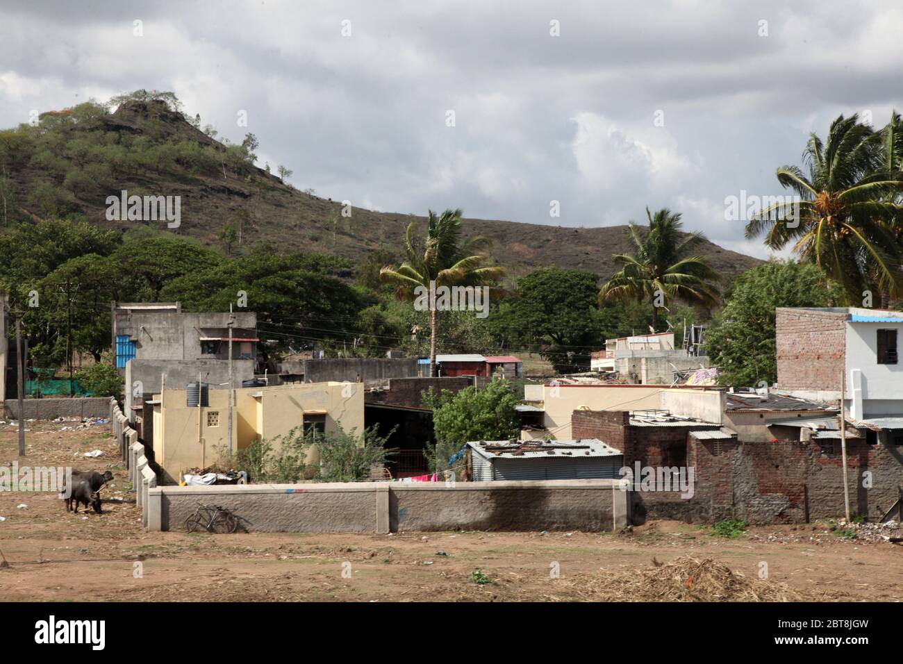 Beautiful Landscape, Village Surrounded by Greenery Mountain, Indian ...