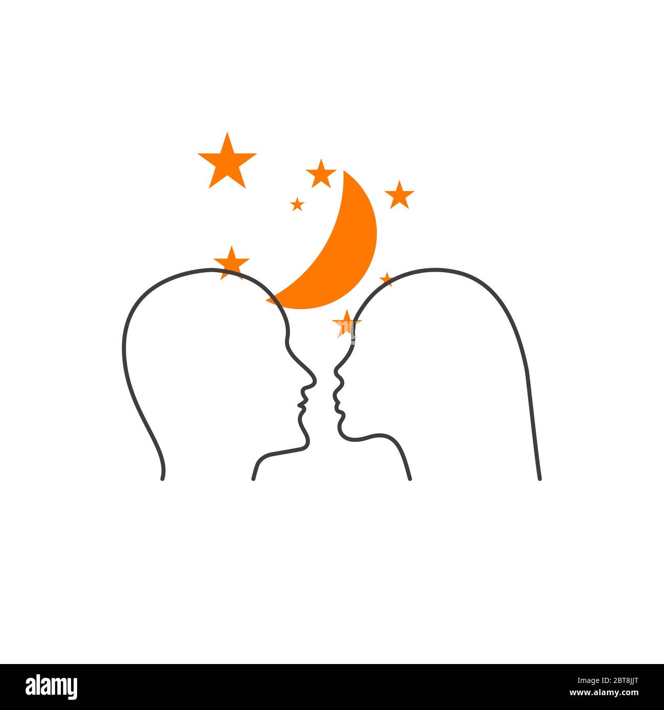 Couple romantic man woman moon Stock Vector Images - Alamy