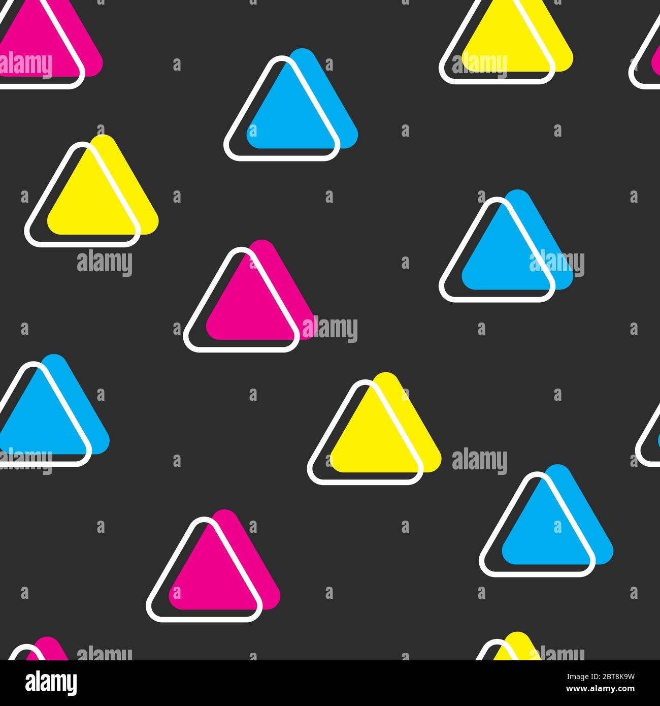 Seamless CMYK pattern. Cyan, magenta and yellow colors on black ...