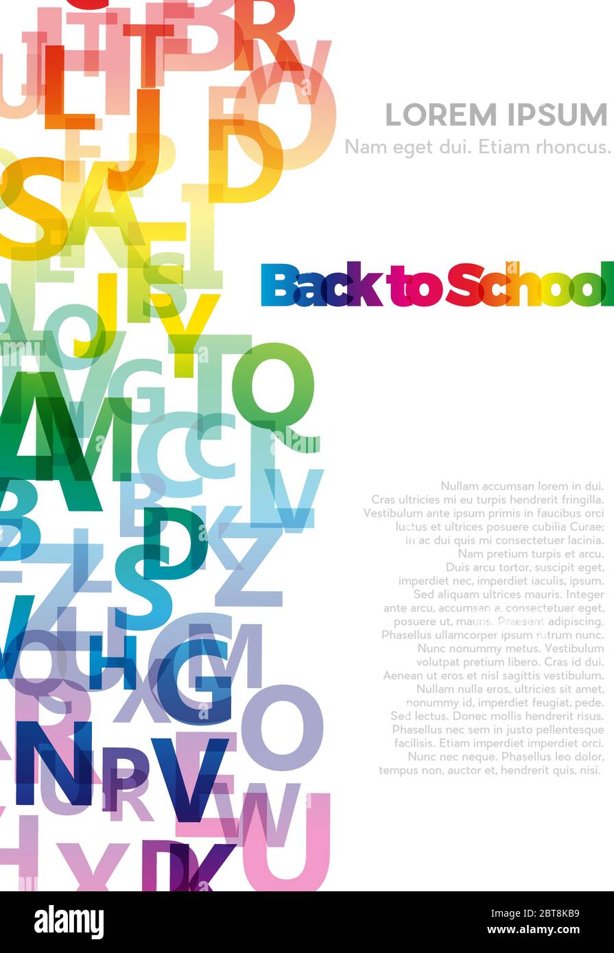 Back to school. Vector vertical abstract alphabet background with ...