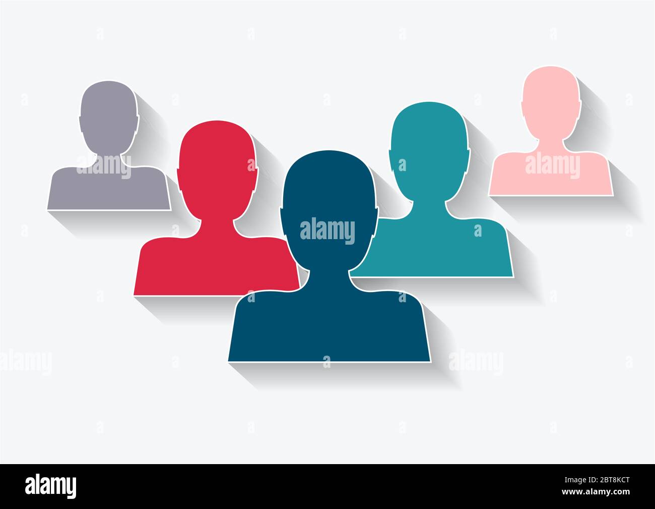 Vector Teamwork sign. Five people in flat design Stock Vector Image ...