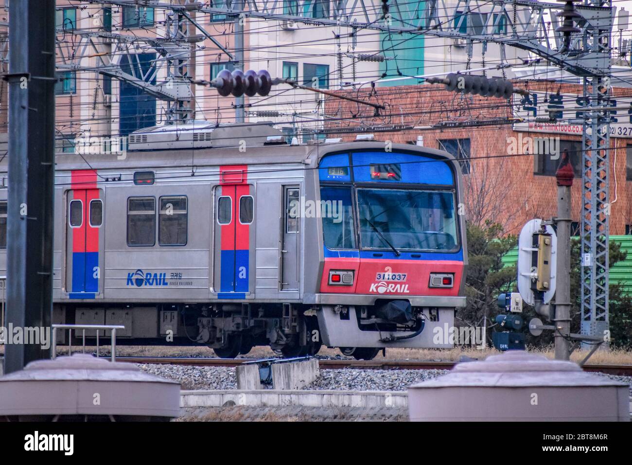 Seoul,South Korea 1/12/2020 Seoul Metro Trains stop at the Yongsan ...