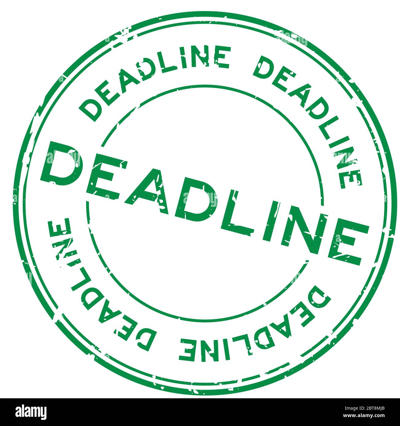 Grunge green deadline round rubber seal stamp on white background Stock ...