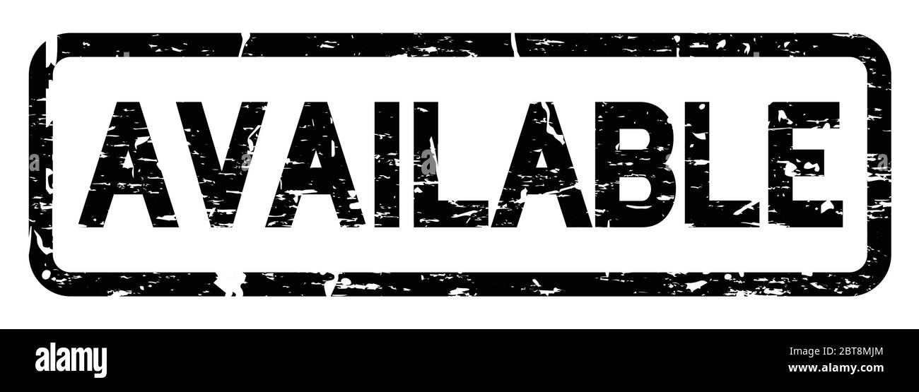 Grunge black available square rubber seal stamp on white background ...
