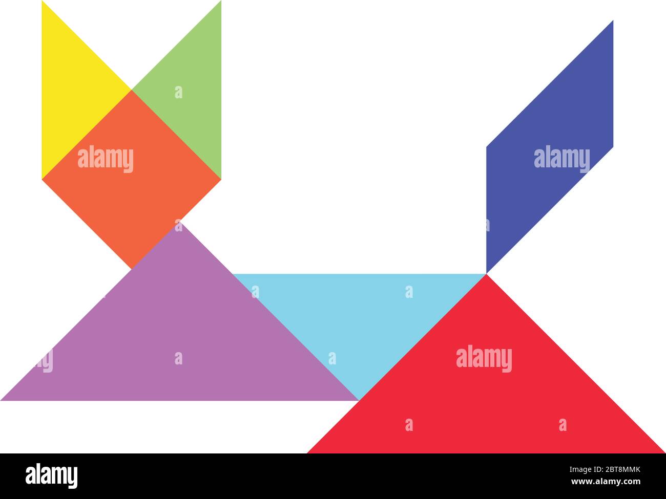 Colorful tangram puzzle in cat shape on white background (vector Stock ...