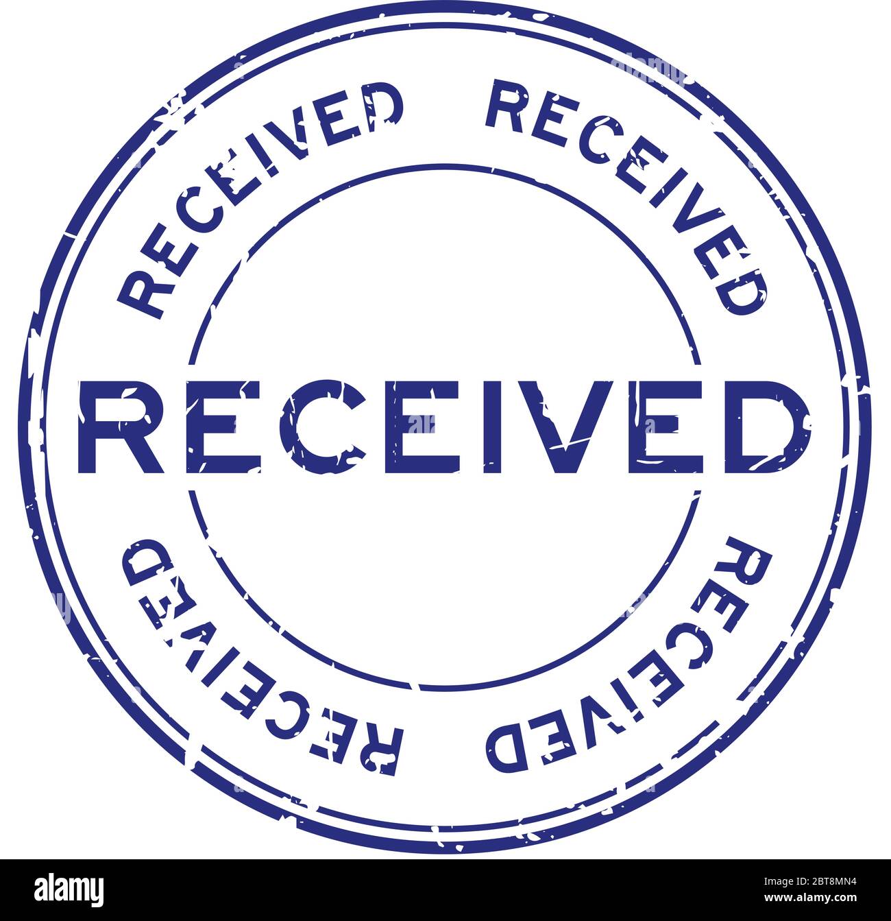 grunge blue received round rubber seal stamp on white background Stock ...