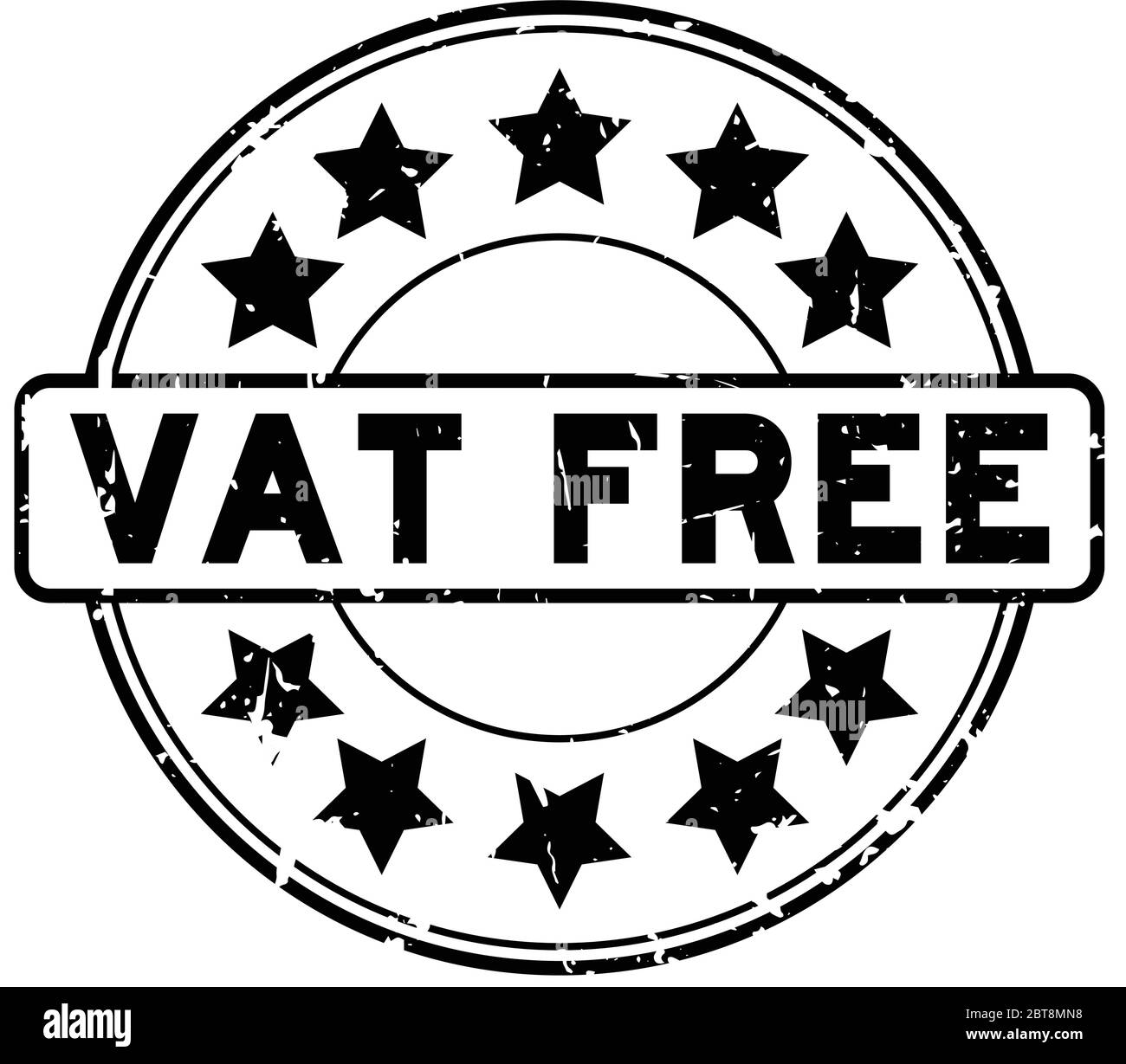 Grunge black vat free word with star icon round rubber seal stamp on ...