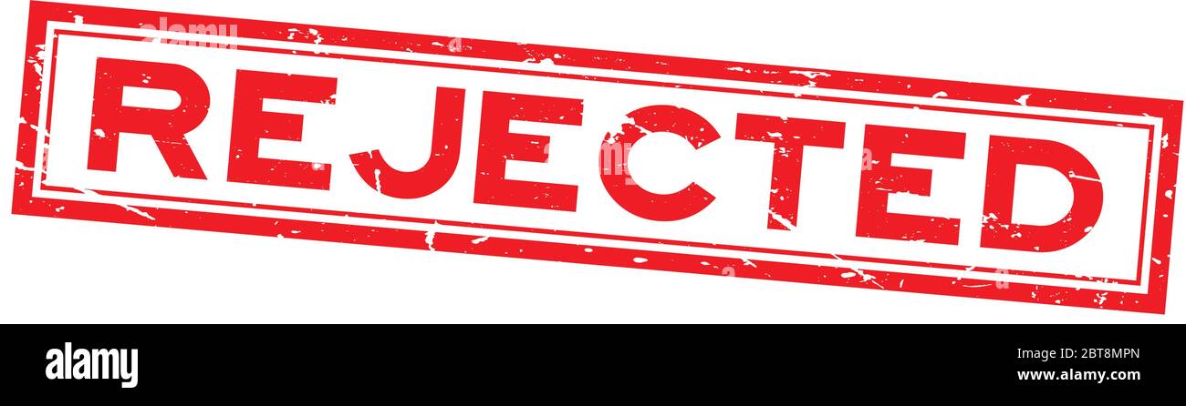 Grunge red rejected word square rubber business stamp on white ...