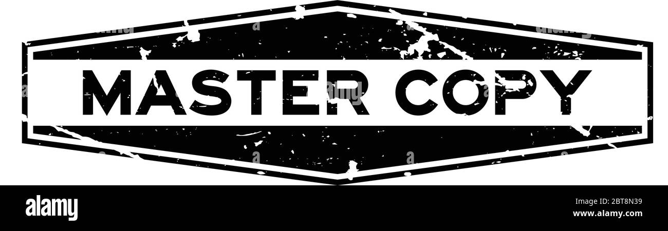 Grunge black master copy word hexagon rubber seal stamp on white ...