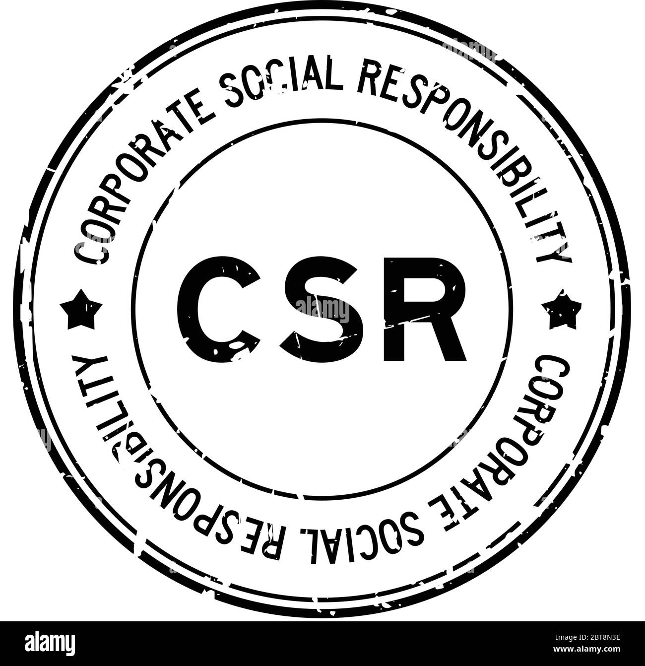 Grunge black CSR Corporate social responsibility word round rubber seal ...