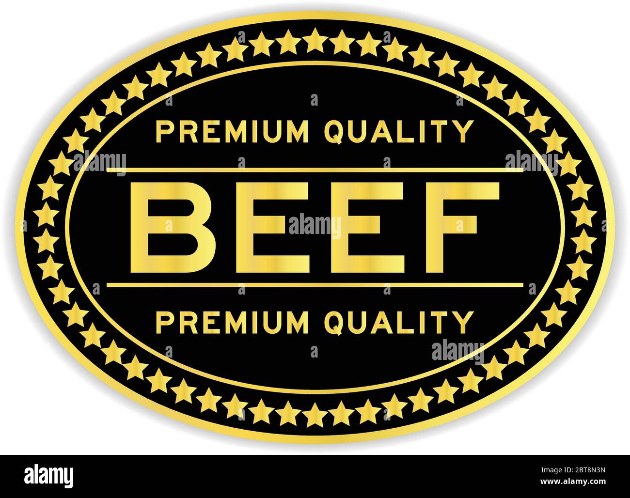 Black and gold color premium quality beef sticker on white background ...