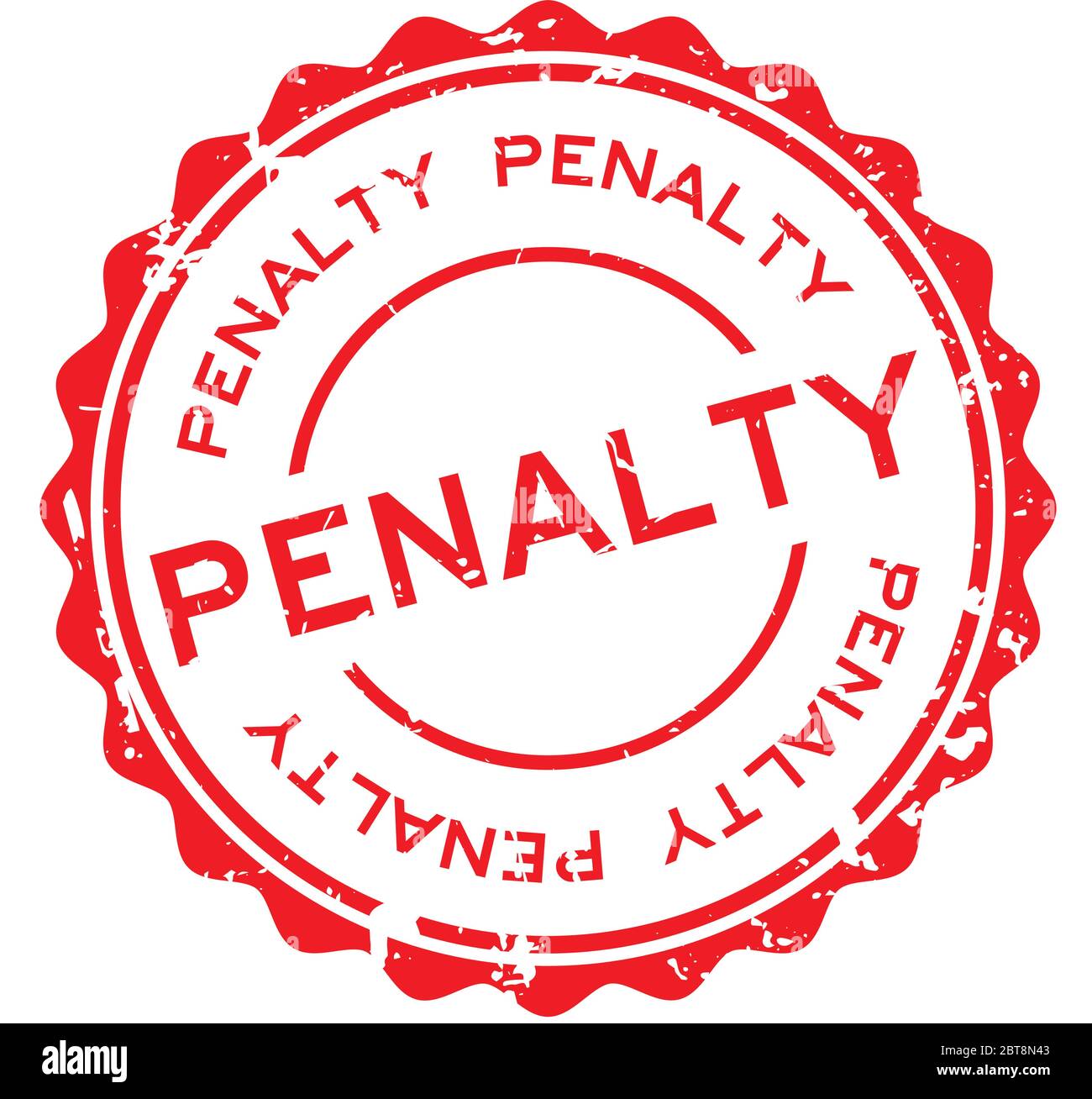 Grunge red penalty word round rubber seal stamp on white background ...