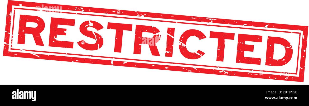 Grunge red restricted word square rubber seal stamp on white background ...