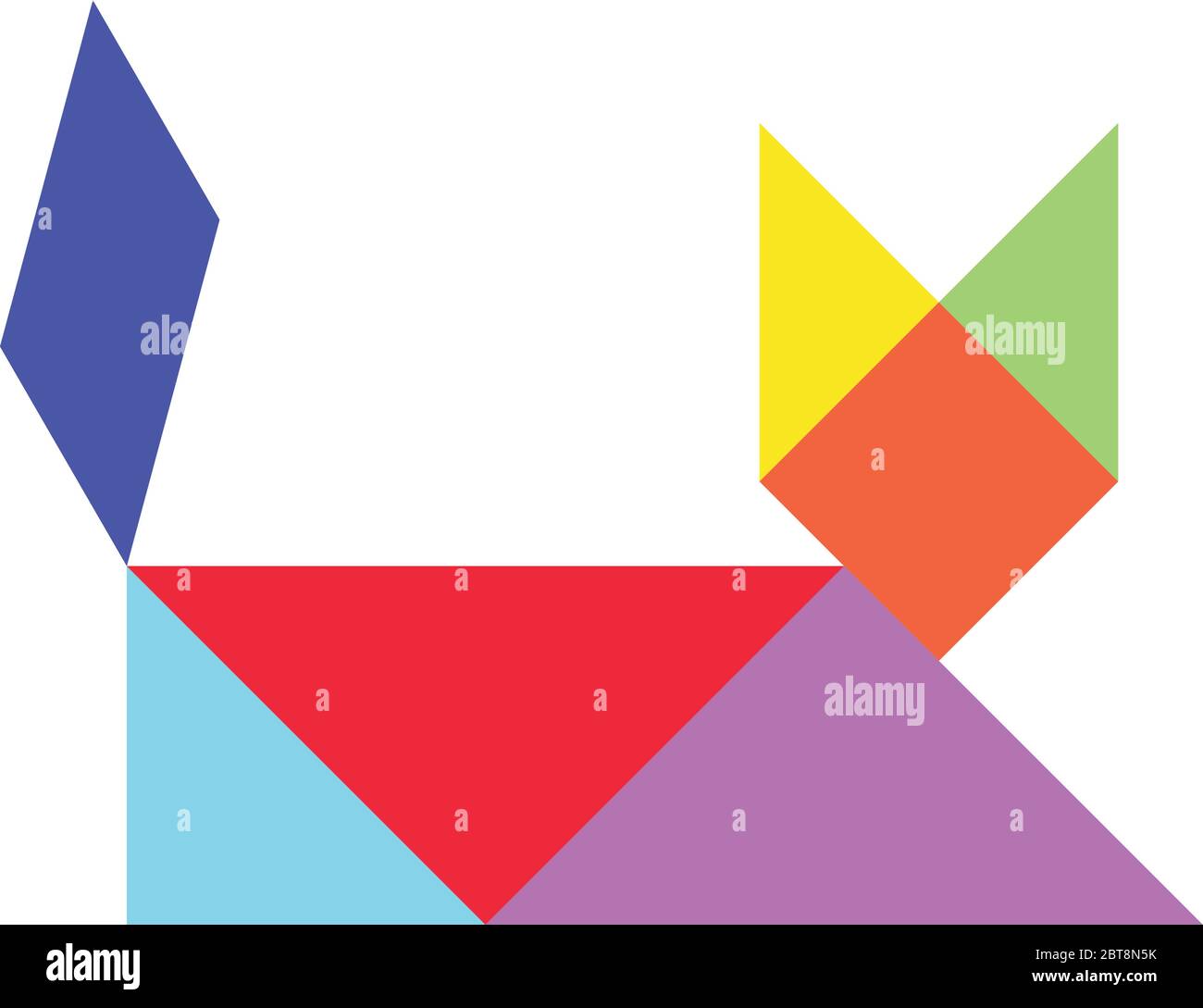 Colorful tangram puzzle in cat shape on white background (vector Stock ...