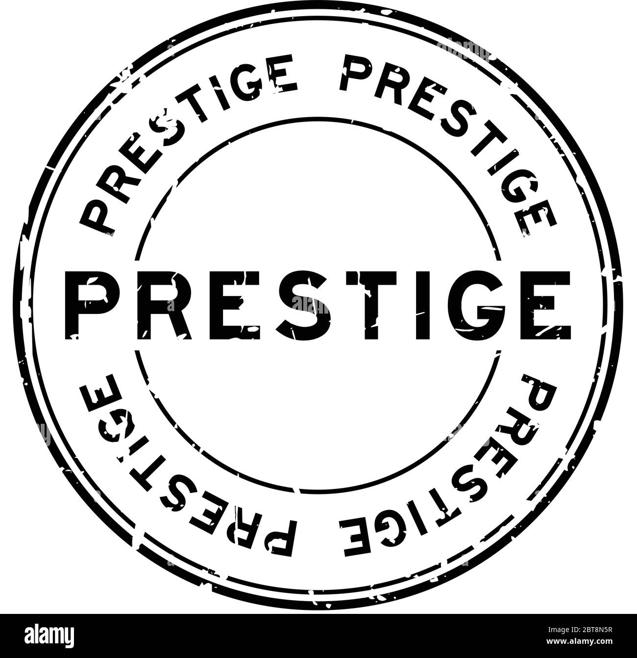 Grunge black prestige word round rubber seal stamp on white background ...
