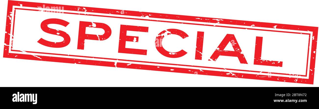 Grunge red special word square rubber seal stamp on white background ...