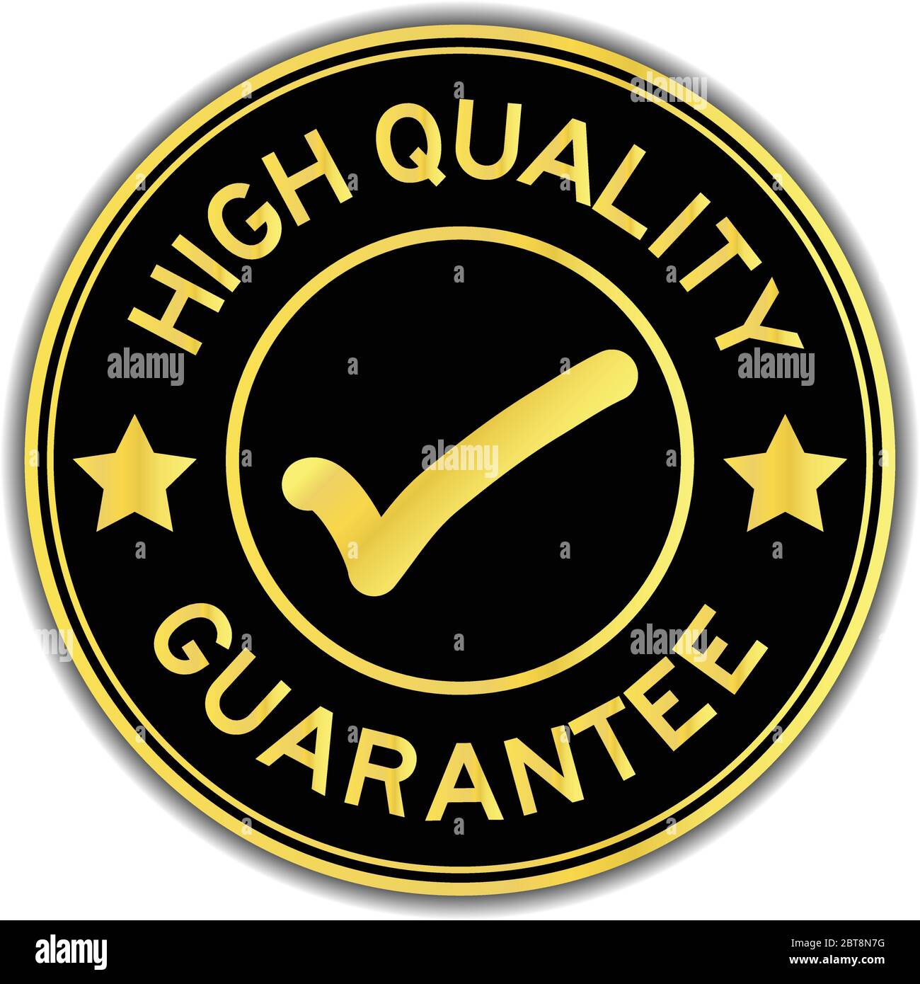 Black and gold color high quality guarantee with mark icon round seal ...