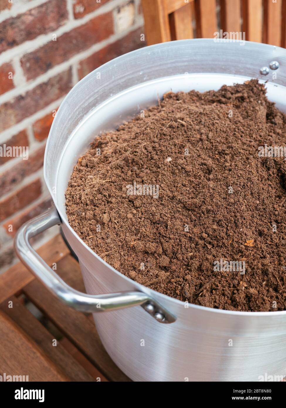 Soil steamer pot filled with soil Stock Photo - Alamy