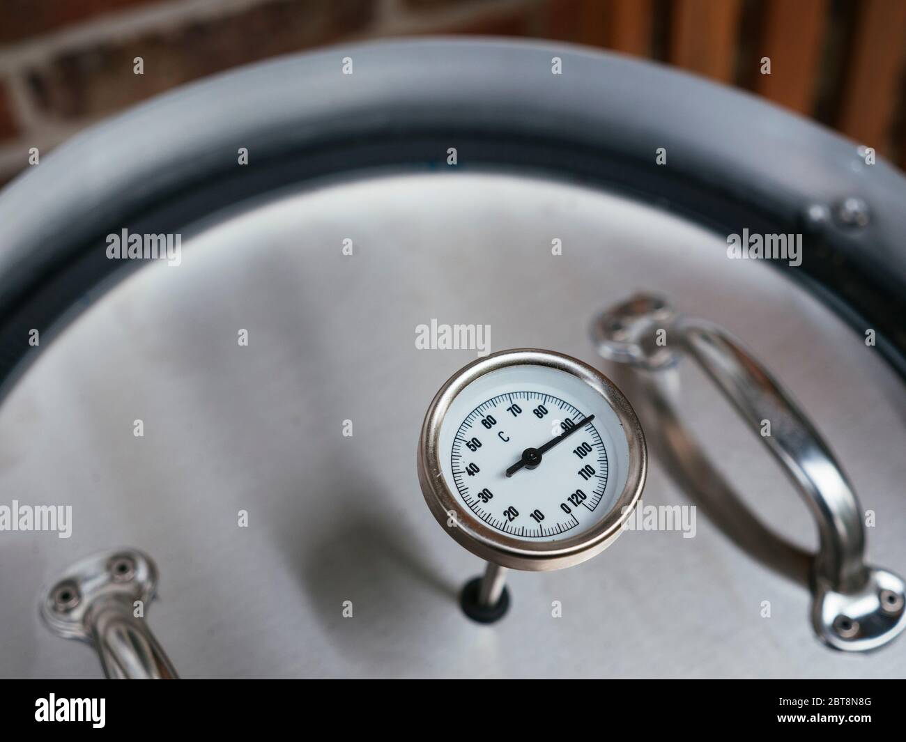 Temperature gauge on a soil steamer pot Stock Photo - Alamy