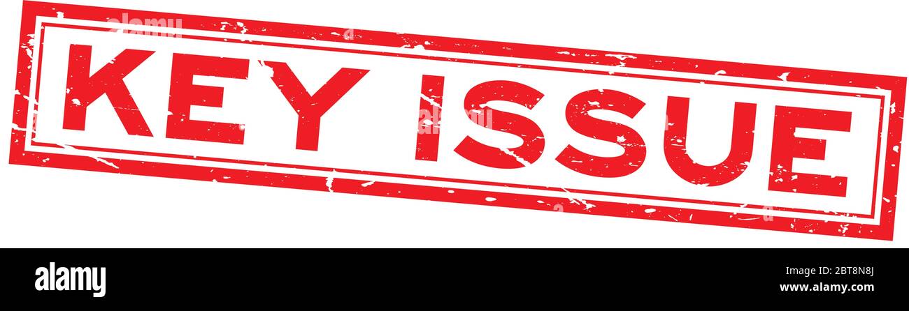 Grunge red key issue word square rubber seal stamp on white background ...