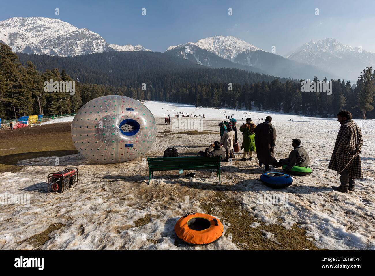 A sorbing ball at the popular hill station of Pahalgam in Kashmir Stock ...