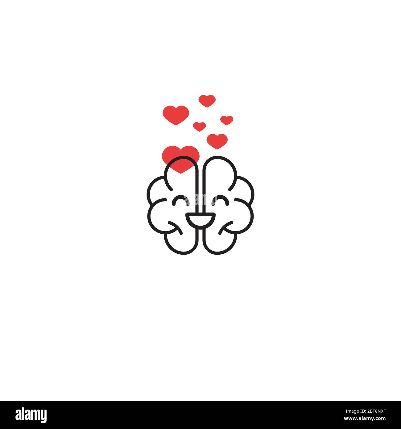 Loving brain, love icon, hearts flying out of brain Stock Vector Image ...