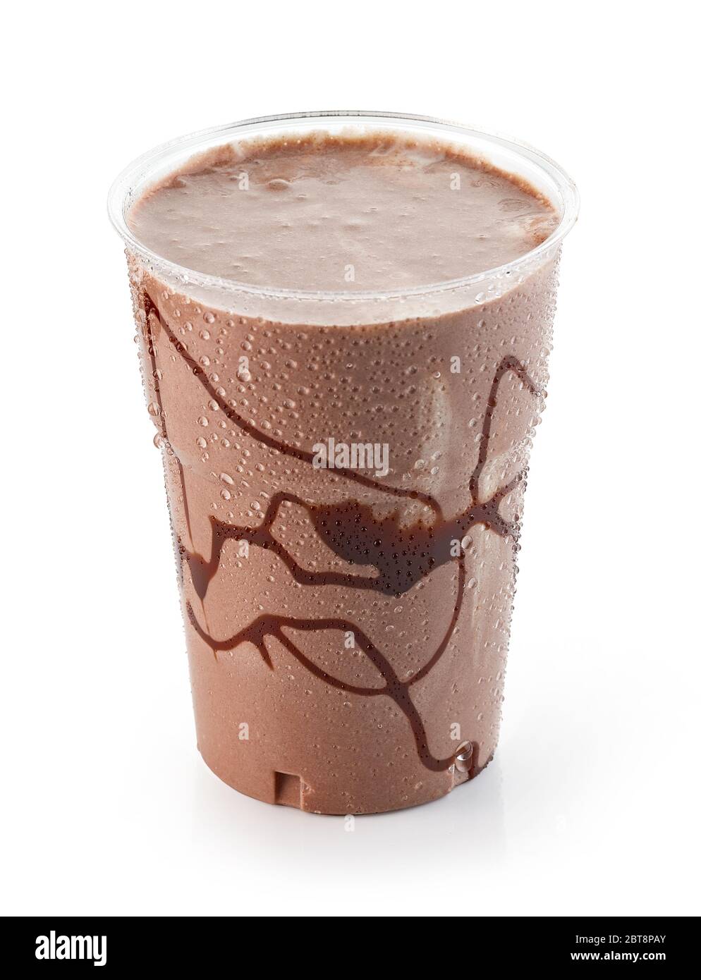 brown chocolate milkshake in plastic take away cup isolated on white ...