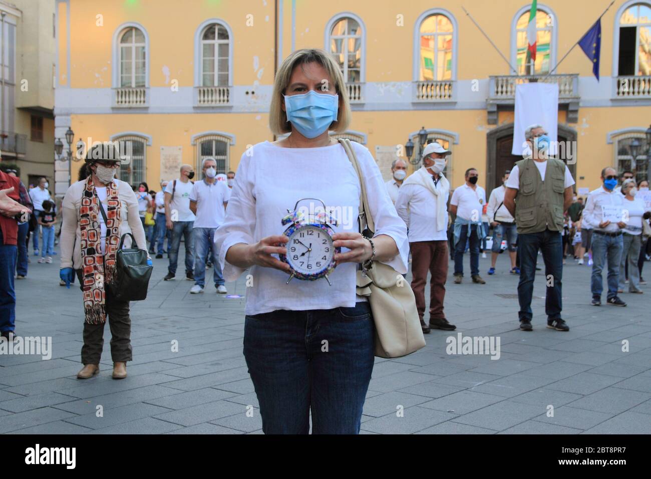 Woman takes part in the flash mob to ask for the protection of the ...