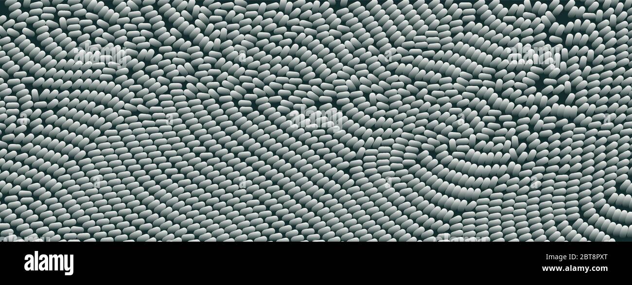 Many small ellipses. Abstract background with white capsules. 3d vector ...