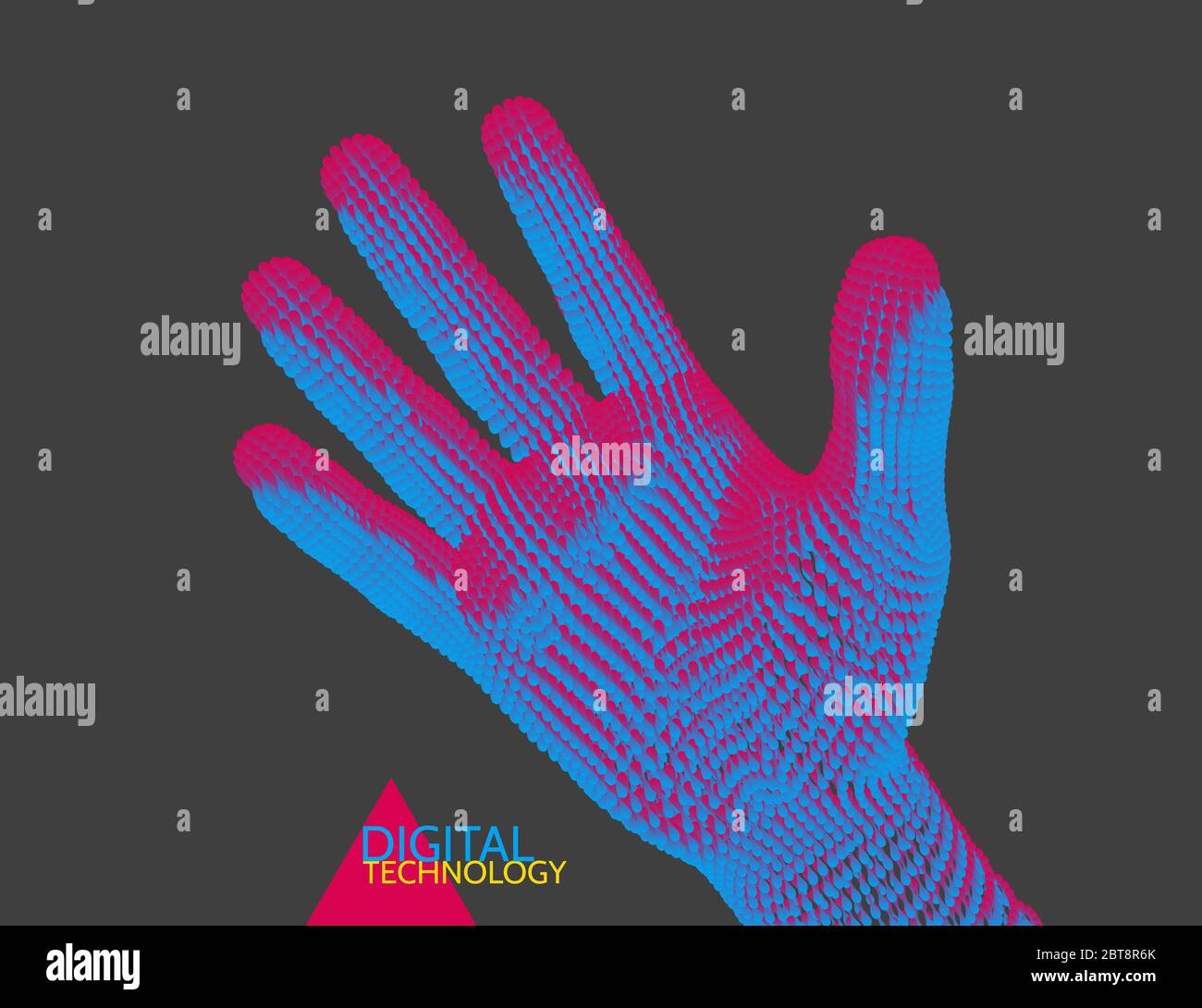 Open palm with five fingers. Human hand in futuristic technology style ...