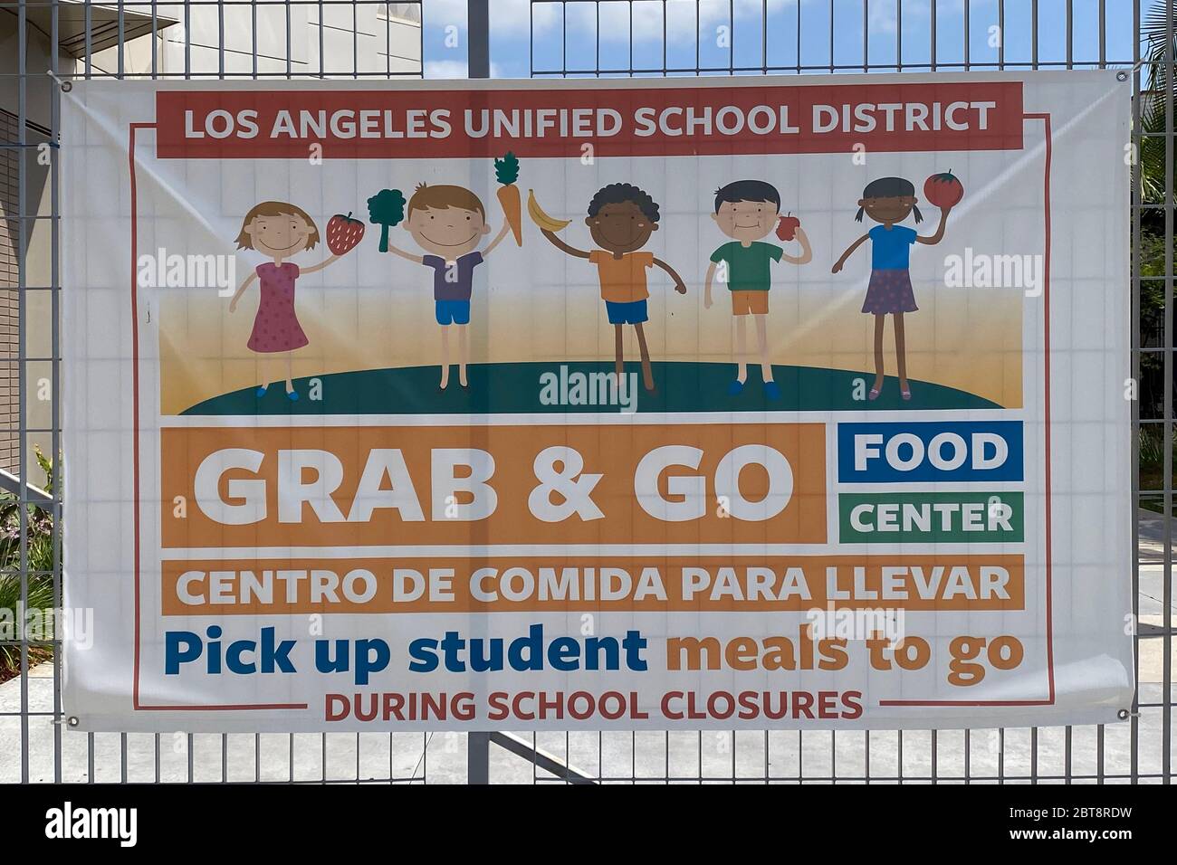 Los Angeles, United States. 23rd May, 2020. Grab & Go Food Center sign ...