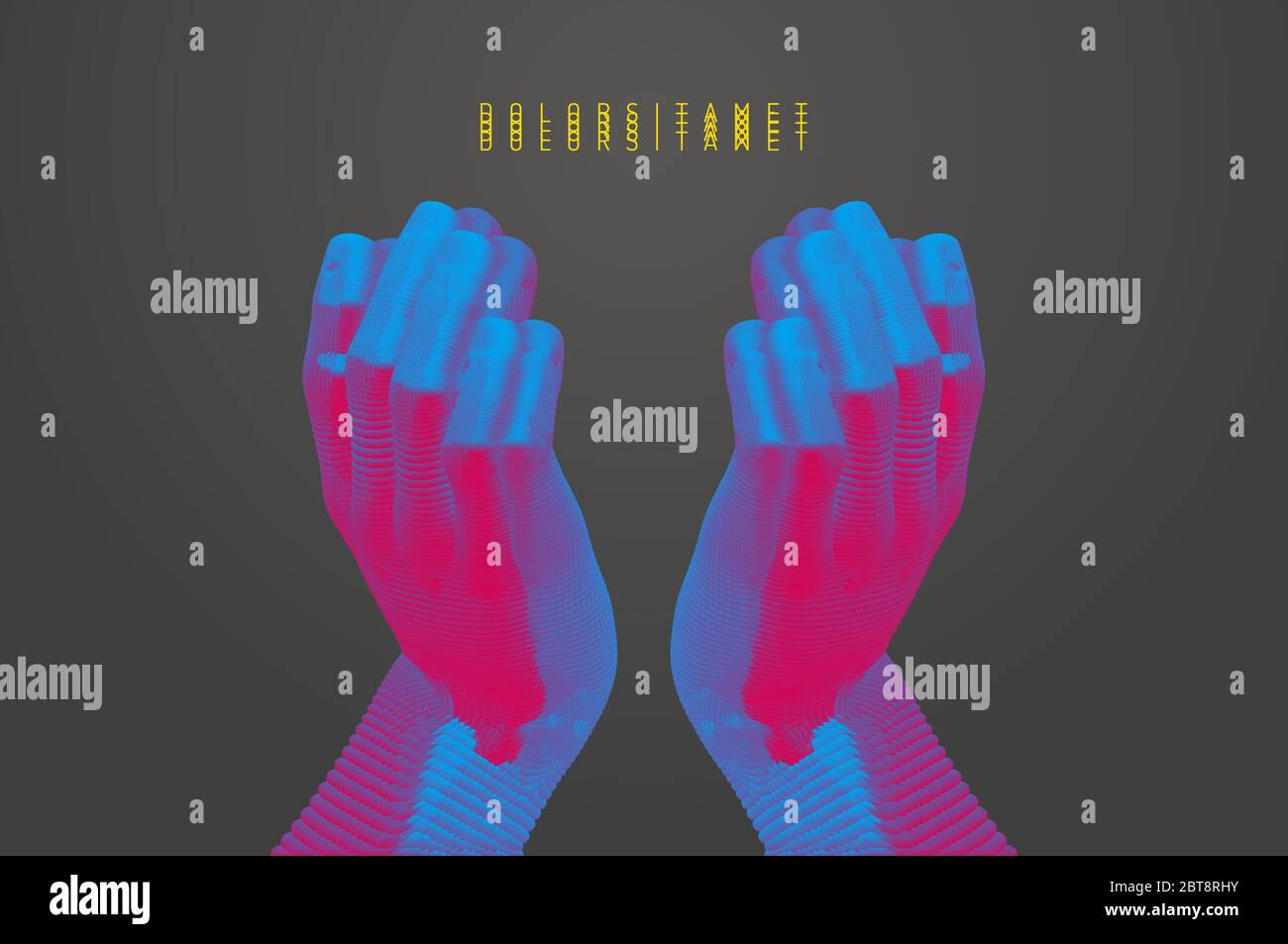 Helping and proctecting hands. Technologies of the future. Connection ...