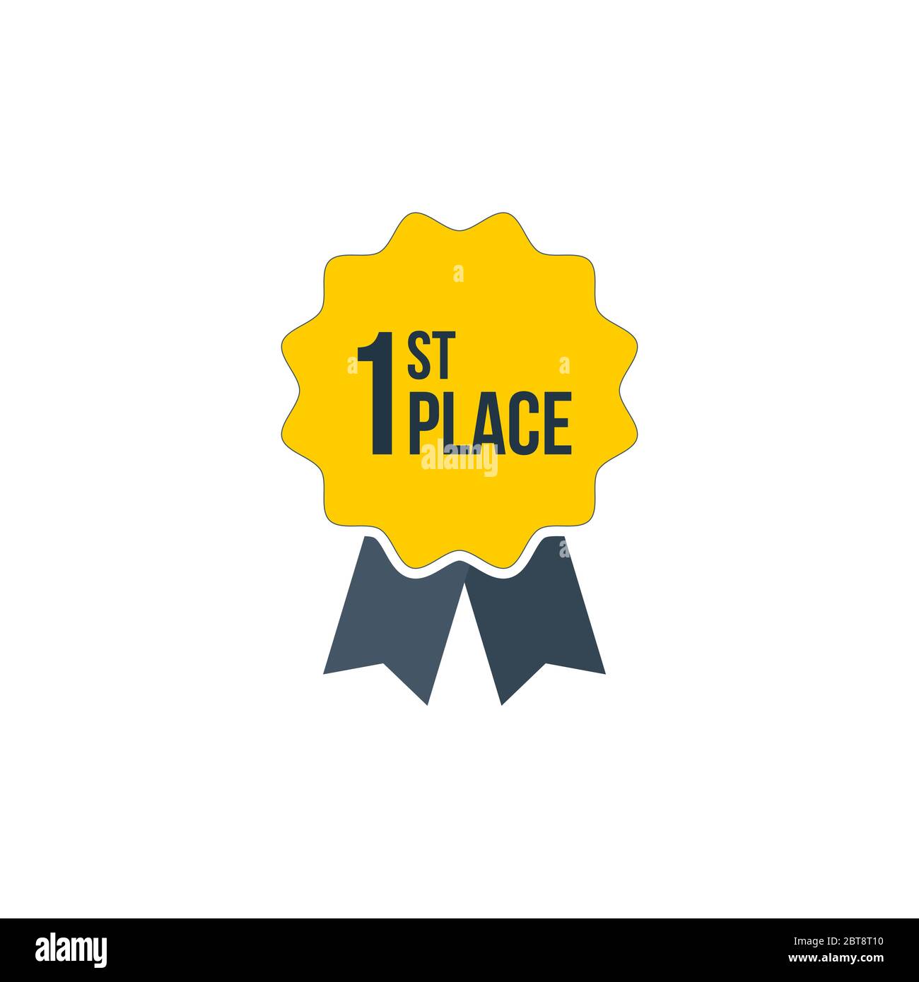 1st Place Blue Ribbon, winner achievement victory badge. trophy sign ...