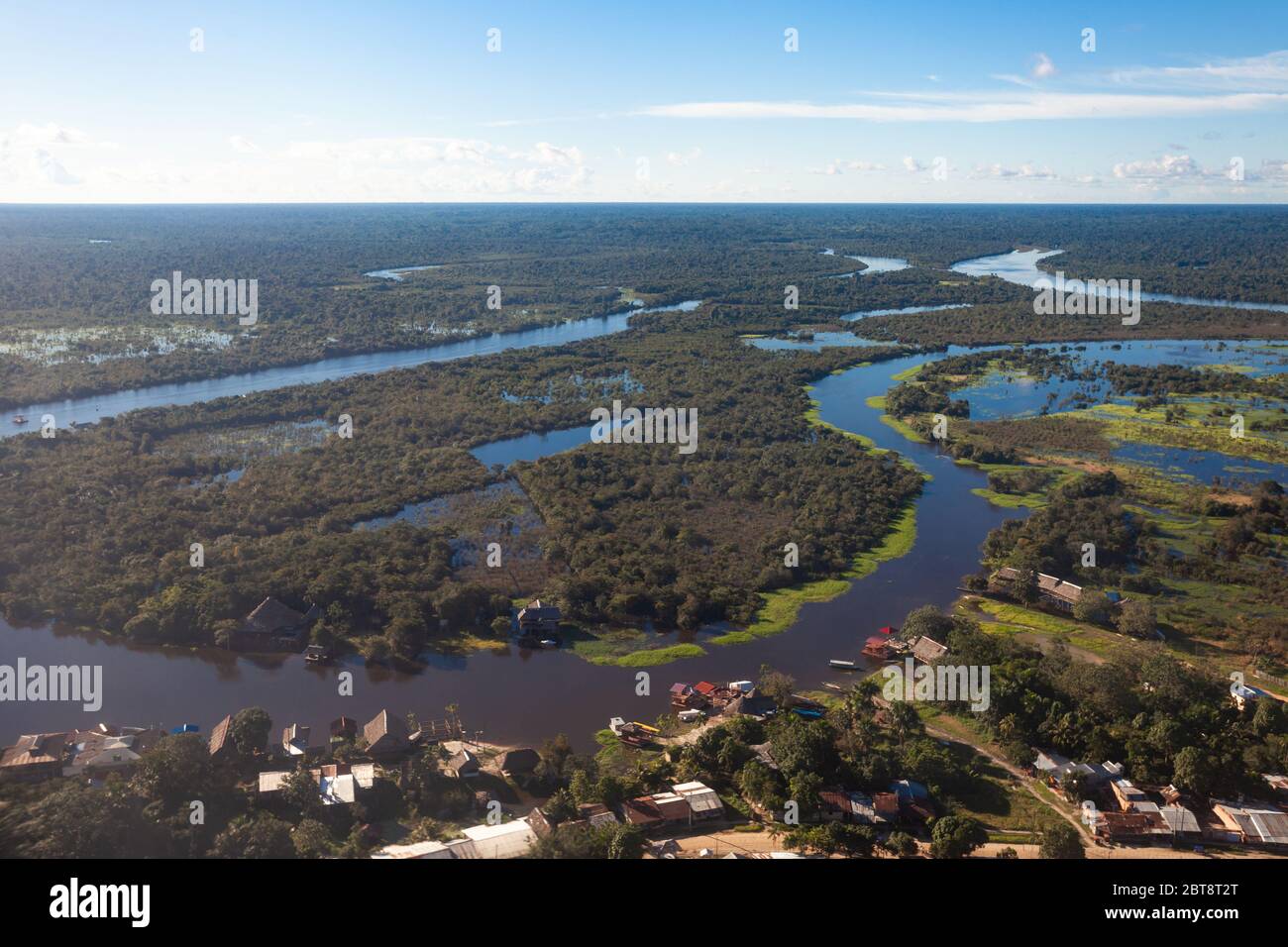The view from the plane to the Amazonas River, near the Iquitos city ...