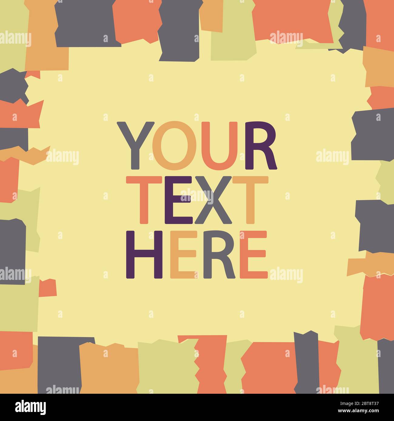 Abstract 1x1 square frame with copy space. Shapes with jagged curved ...