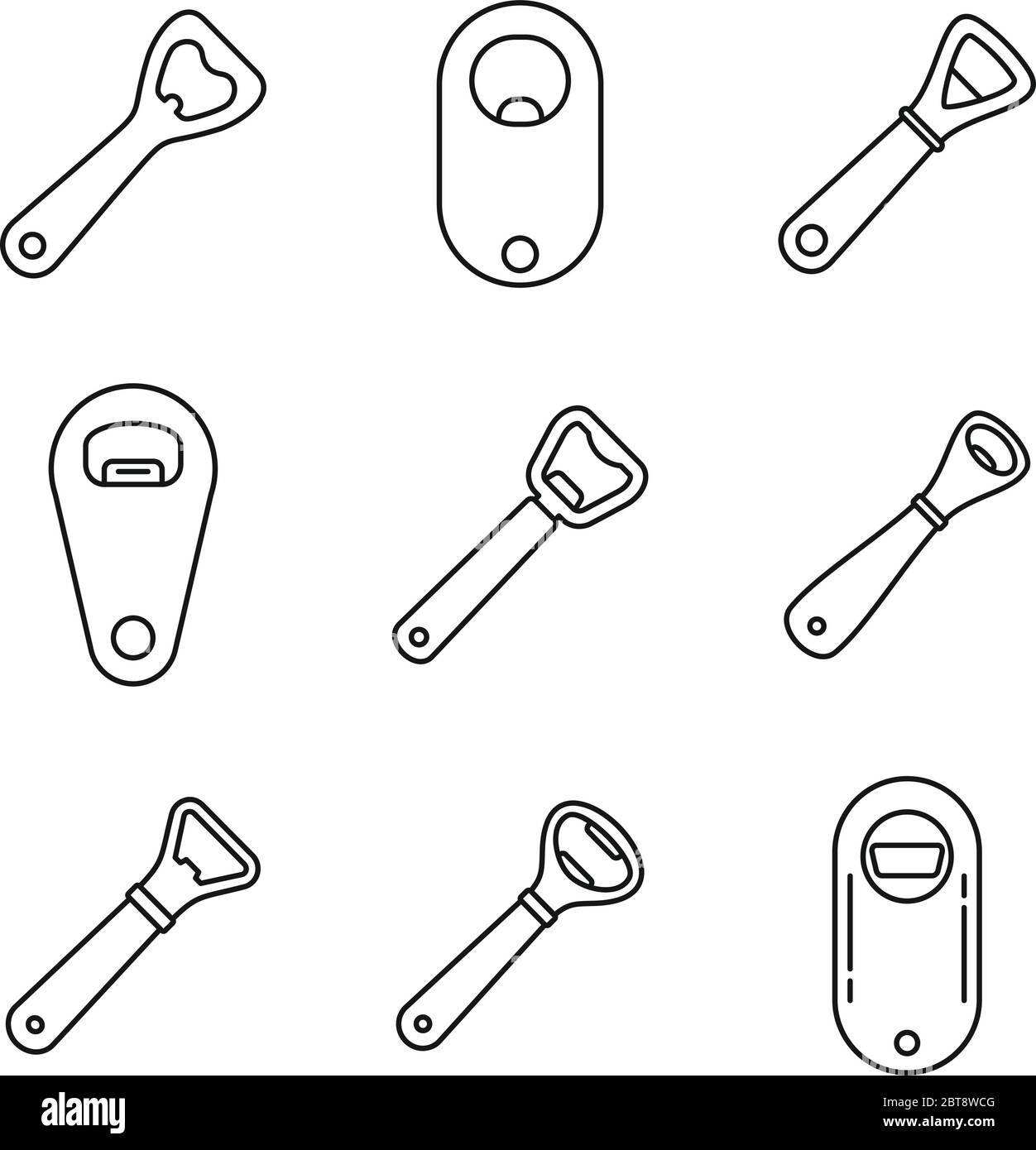 Drinks bottle-opener icons set. Outline set of drinks bottle-opener ... Drinks bottle-opener icons set. Outline set of drinks bottle-opener ...